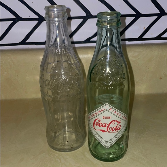 Coca Cola | Other | Coca Cola Clear And Green Glass Bottles | Poshmark